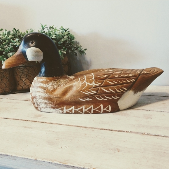 Accents | Antique Wood Carved Duck Goose Water Fowl Bird Rustic ...